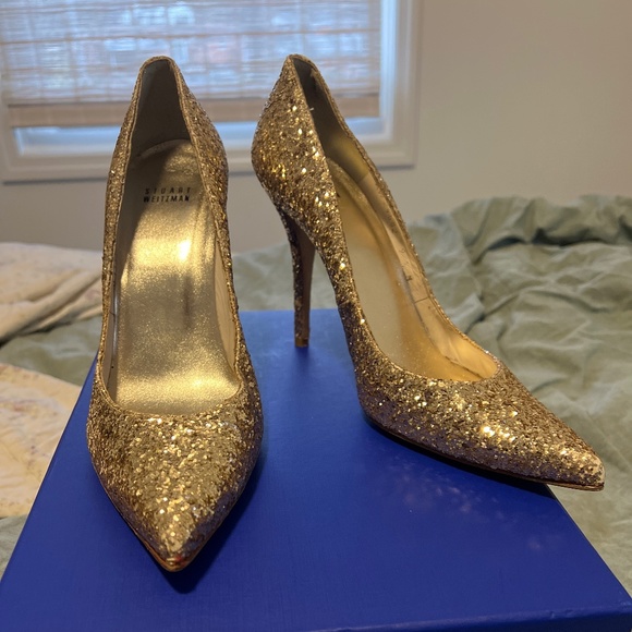 Stuart Weitzman | Shoes | Stuart Weitzman Gold Glitter Heel | Poshmark
